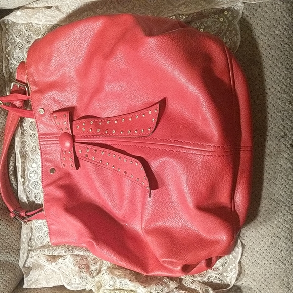 Bags | Large Red Bag Poly With Crystals Please Look At Pictures | Poshmark